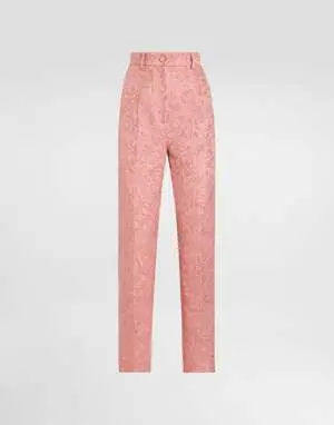 Dolce & Gabbana Tailored Quilted Floral Jacquard Pants Pants And Shorts - Pink