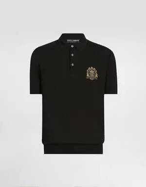 Dolce & Gabbana Virgin Wool Polo Shirt Sweaters And Cardigans - Black