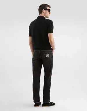 Dolce & Gabbana Virgin Wool Polo Shirt Sweaters And Cardigans - Black