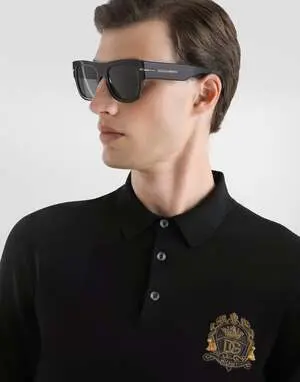 Dolce & Gabbana Virgin Wool Polo Shirt Sweaters And Cardigans - Black