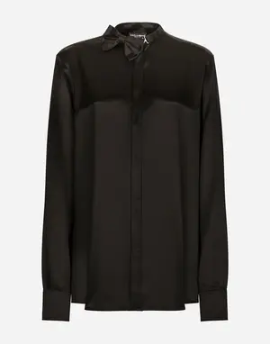 Dolce & Gabbana Satin Shirt With Bow-tie Detailing Shirts And Tops Silk - Black