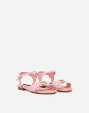 Dolce & Gabbana Patent Leather Sandals With Crystal Dg Logo
