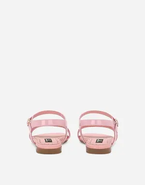 Dolce & Gabbana Patent Leather Sandals With Crystal Dg Logo