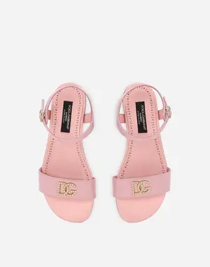 Dolce & Gabbana Patent Leather Sandals With Crystal Dg Logo