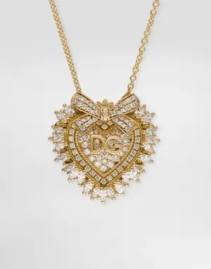 Dolce & Gabbana Devotion Necklace In 18 Carat Yellow With Diamonds And Pearl