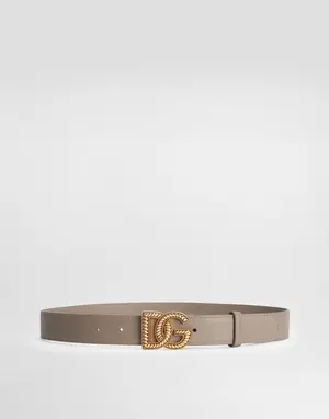 Dolce & Gabbana Plongé Calfskin Dg Logo Belt Belts - Beige