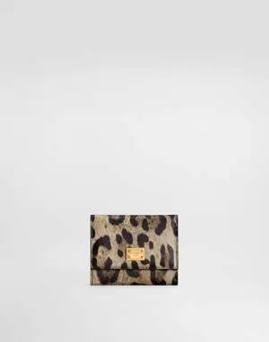 Dolce & Gabbana Leopard- Wallet In Dauphine Calfskin Wallets And Small Leather Goods Animal - Print