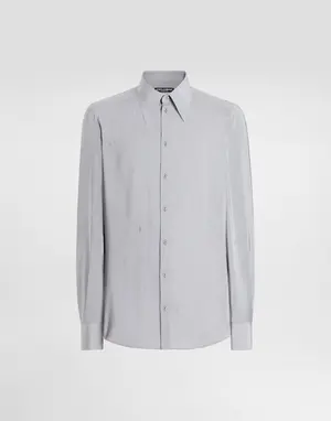 Dolce & Gabbana Gold Shirt In Silk Jacquard Shirts - Grey