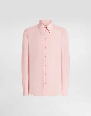 Dolce & Gabbana Gold Shirt In Silk Jacquard Shirts - Pink