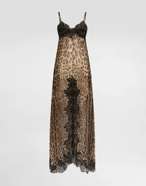 Dolce & Gabbana Leo- Chiffon Slip Dress Dresses Animal - Print