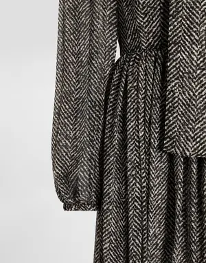 Dolce & Gabbana Silk Chiffon Chevron Print Dress
