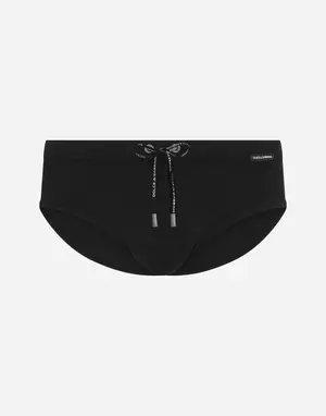 Dolce & Gabbana Swim Briefs With Label Beachwear Jersey - Black