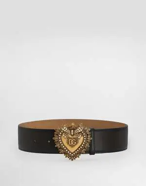 Dolce & Gabbana Devotion Belt In Lux Leather Belts Leather - Black