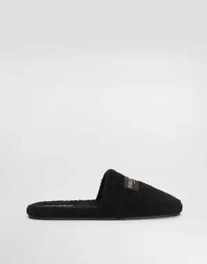 Dolce & Gabbana Dg Hotel Terry Slippers Sandals And Slides - Black