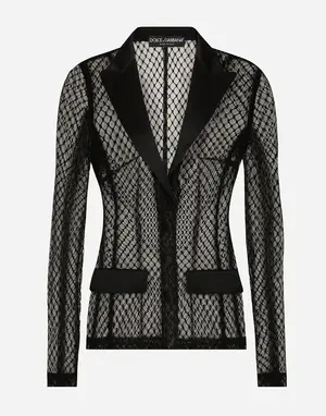 Dolce & Gabbana Single-breasted Mesh Dolce Tuxedo Jacket Blazers - Black