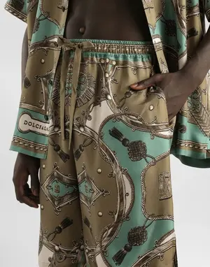 Dolce & Gabbana Cargo-print Washed Silk Twill Bermuda Shorts