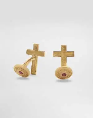 Dolce & Gabbana Sicily Cufflinks 18 Carat Yellow And Rubies - Gold