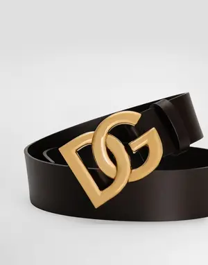 Dolce & Gabbana Leather Belt With Crossover Dg Logo Buckle