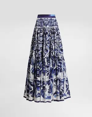 Dolce & Gabbana Majolica- Poplin Maxi Skirt - Print