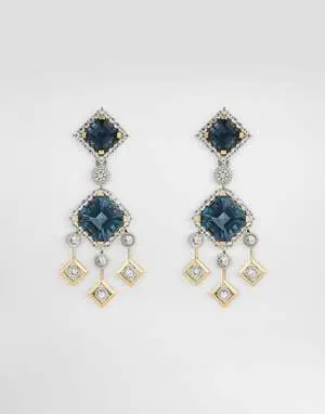 Dolce & Gabbana Eleganza Earrings In 18-carat White And Yellow With Topazes And Sapphires - Gold