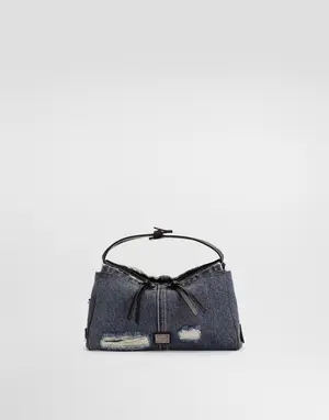 Dolce & Gabbana Vittoria Denim Patchwork Shoulder Bag Crossbody Bags - Blue