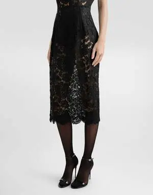 Dolce & Gabbana Sleeveless Lace Midi Dress - Black