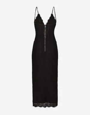 Dolce & Gabbana Sleeveless Lace Midi Dress - Black