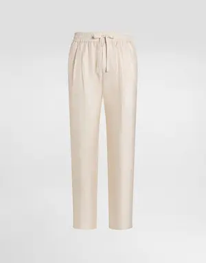Dolce & Gabbana Silk Twill Jogging Trousers Pants And Shorts - Beige