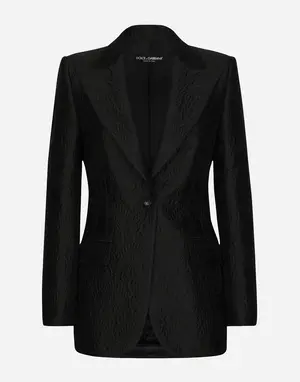 Dolce & Gabbana Single-breasted Floral Brocade Turlington Jacket Blazers - Black