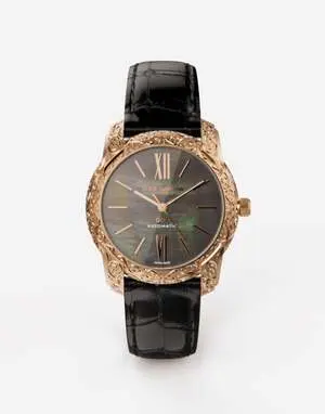Dolce & Gabbana Dg7 Gattopardo Rose Gold Watch With Mother Of Pearl Watches - Black