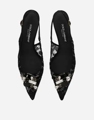 Dolce & Gabbana Rainbow Lace Slingbacks - Black