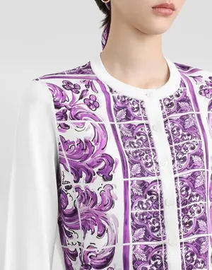 Dolce & Gabbana Silk Majolica Print Cardigan