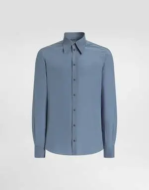 Dolce & Gabbana Silk Crêpe De Chine Gold Shirt Shirts Silk - Azure