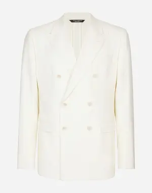 Dolce & Gabbana Double-breasted Taormina-fit Flannel Jacket Suits And Blazers - Beige