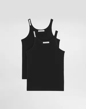 Dolce & Gabbana Short-sleeved Jersey Vest Two-pack Nightwear & Underwear Cotton - Black