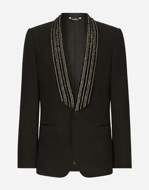 Dolce & Gabbana Single-breasted Jacket With Embroidered Shawl Collar Suits And Blazers Multi-colored - Black