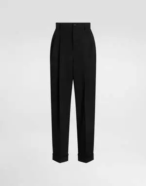 Dolce & Gabbana Wool Gabardine Trousers Pants And Shorts Wool - Black