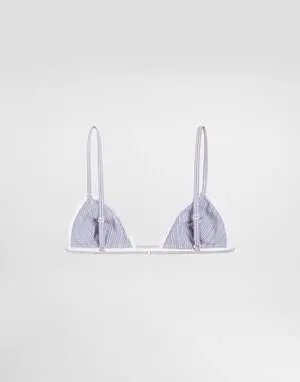 Dolce & Gabbana Striped Poplin Bra With Embroidery Underwear