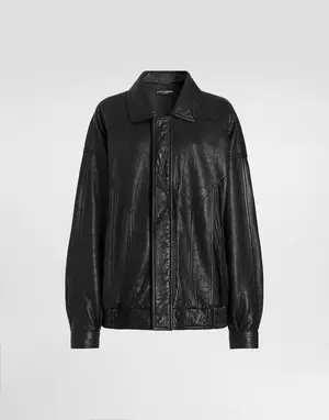 Dolce & Gabbana Single-breasted Leather Jacket Coats And Jackets - Black