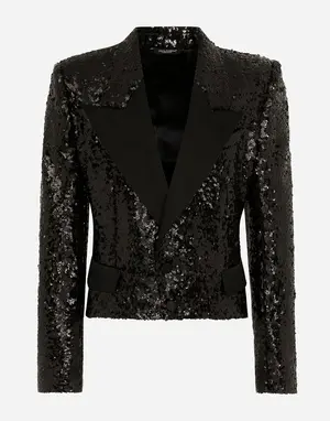 Dolce & Gabbana Short Single-breasted Jacket With Sequin Embellisht Suits And Blazers