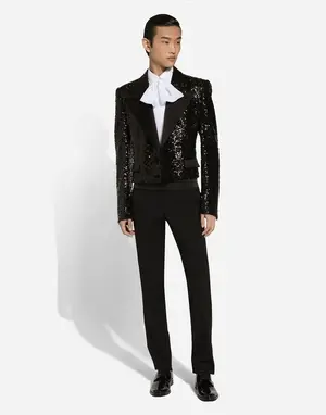 Dolce & Gabbana Short Single-breasted Jacket With Sequin Embellisht Suits And Blazers