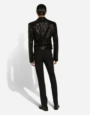 Dolce & Gabbana Short Single-breasted Jacket With Sequin Embellisht Suits And Blazers