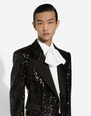 Dolce & Gabbana Short Single-breasted Jacket With Sequin Embellisht Suits And Blazers