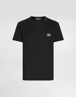 Dolce & Gabbana Cotton T-shirt With Branded Tag T-shirts And Polos - Black