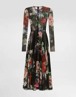 Dolce & Gabbana Floral- Chiffon Calf-length Dress With Circle Skirt Dresses - Print
