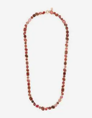 Dolce & Gabbana Sautoir Necklace With Pink Tourmalines In 18 Carat Red Gold - Rot