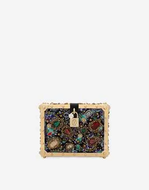Dolce & Gabbana Jacquard Dolce Box Bag With Embroidery Handbags Multi-colored Fabric - Multicolor