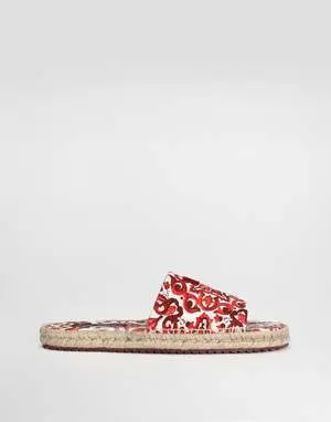 Dolce & Gabbana Calfskin Cross-strap Slides - Multicolor