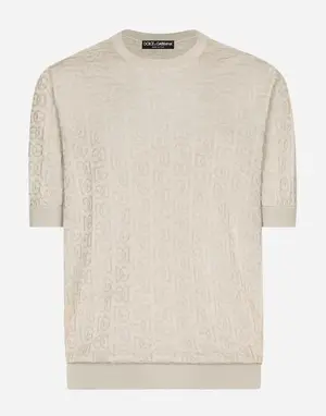Dolce & Gabbana Dg Logo Silk Jacquard Sweater - Beige