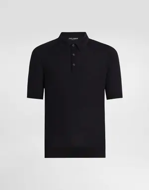 Dolce & Gabbana Fine-gauge Wool Polo Shirt Sweaters And Cardigans - Blue